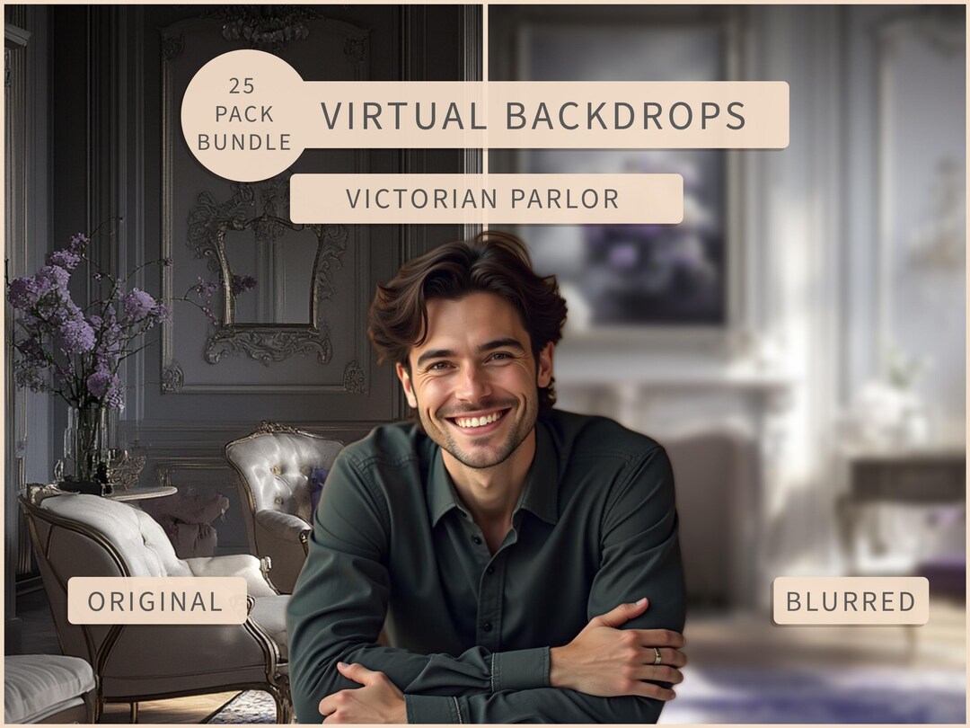 25 Victorian Parlor Zoom Background Bundle, Virtual Zoom Background, 4K ...