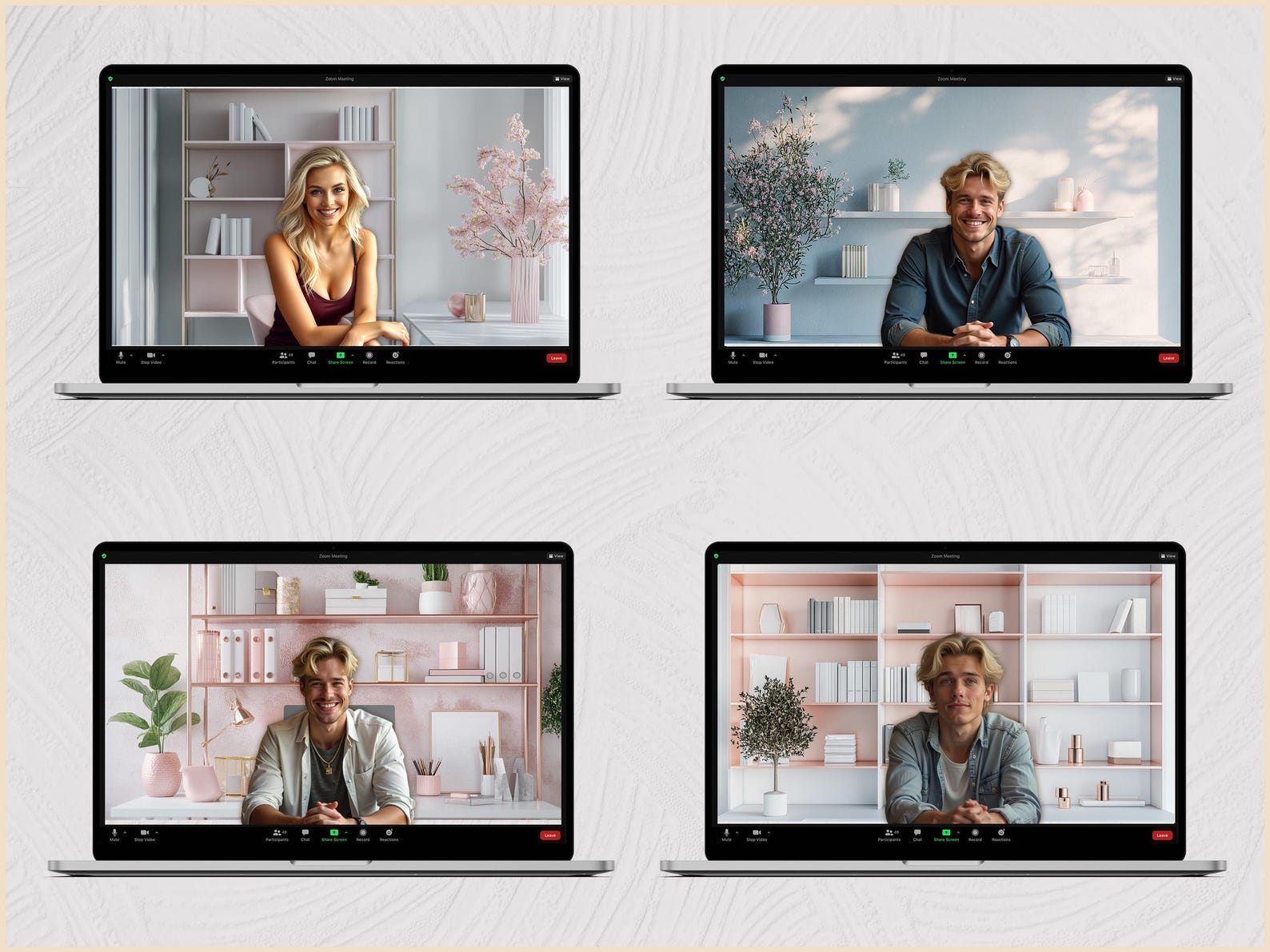 25 Home Office Wall Shelving Zoom Background Bundle, Virtual Zoom ...