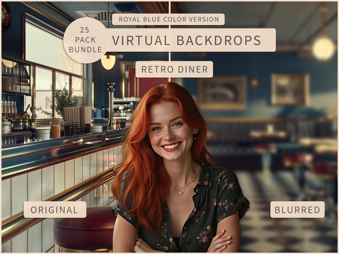 25 Retro Diner HQ Zoom Backgrounds, Virtual Background Bundle, 4K Video ...