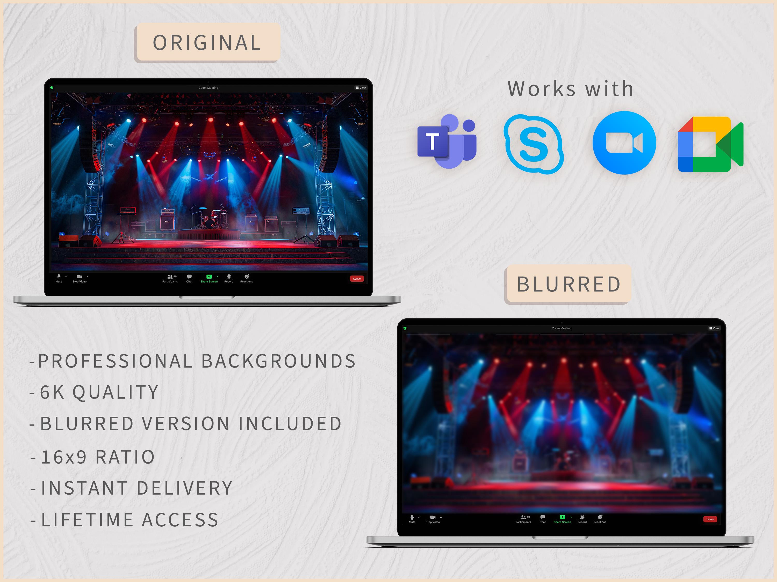 25 Concert Stage HQ Zoom Backgrounds, Virtual Background Bundle, 4K ...