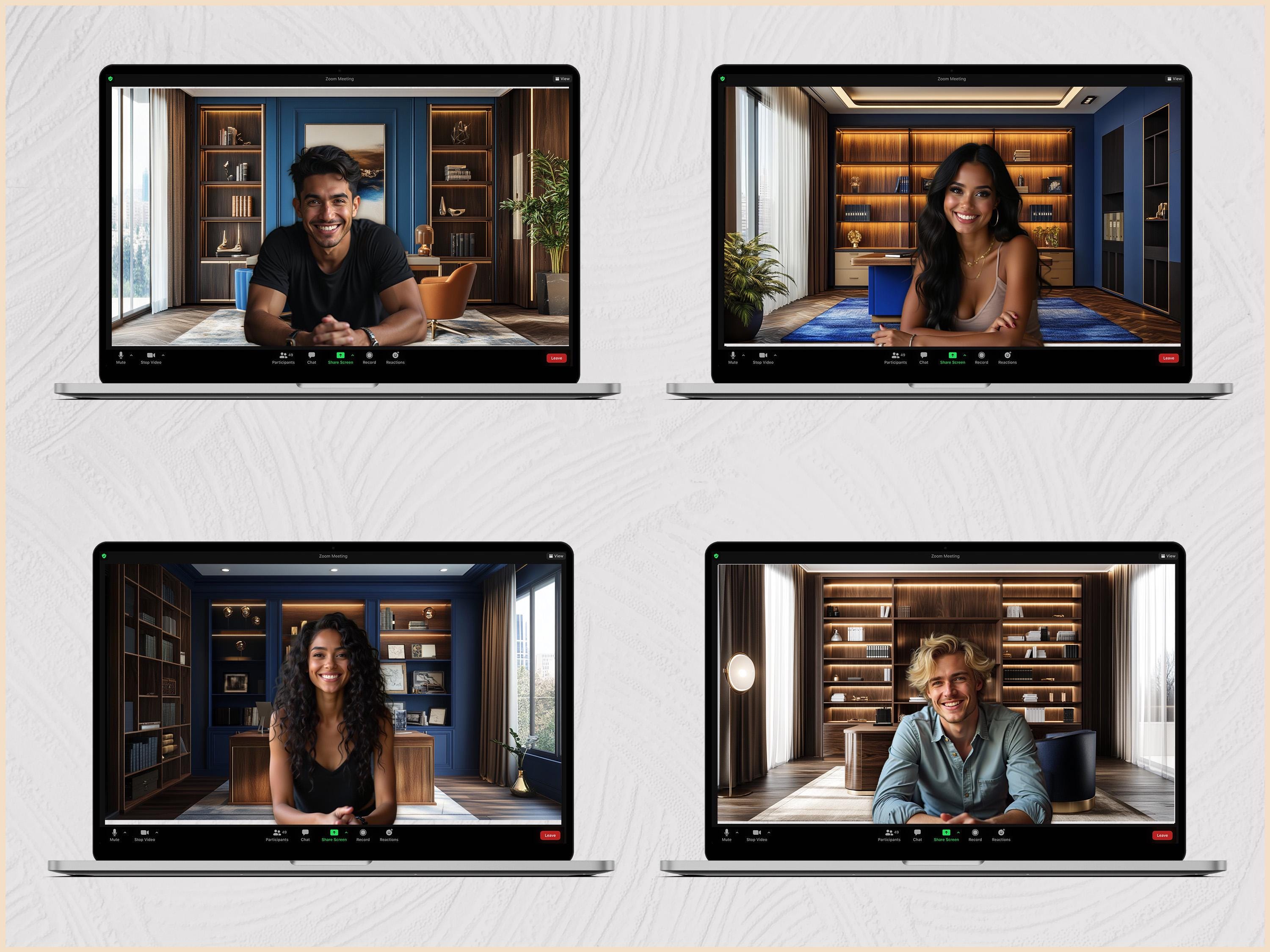 25 Home Office Wall Shelving Zoom Background Bundle, Virtual Zoom ...