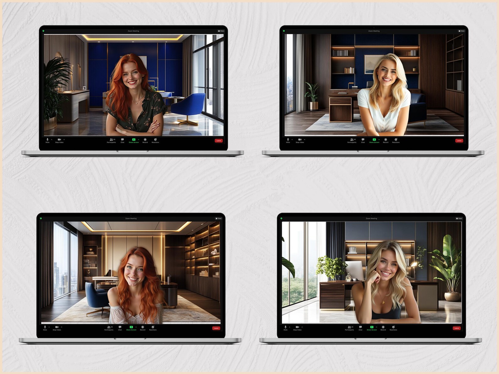 25 Minimalist Office Zoom Background Bundle, Virtual Zoom Background ...