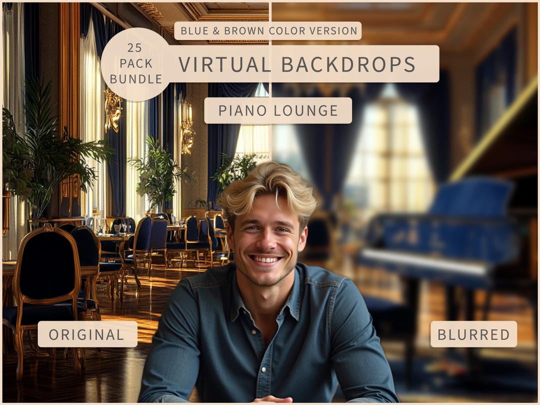 25 Piano Lounge Zoom Background Bundle, Virtual Zoom Background, 4K ...