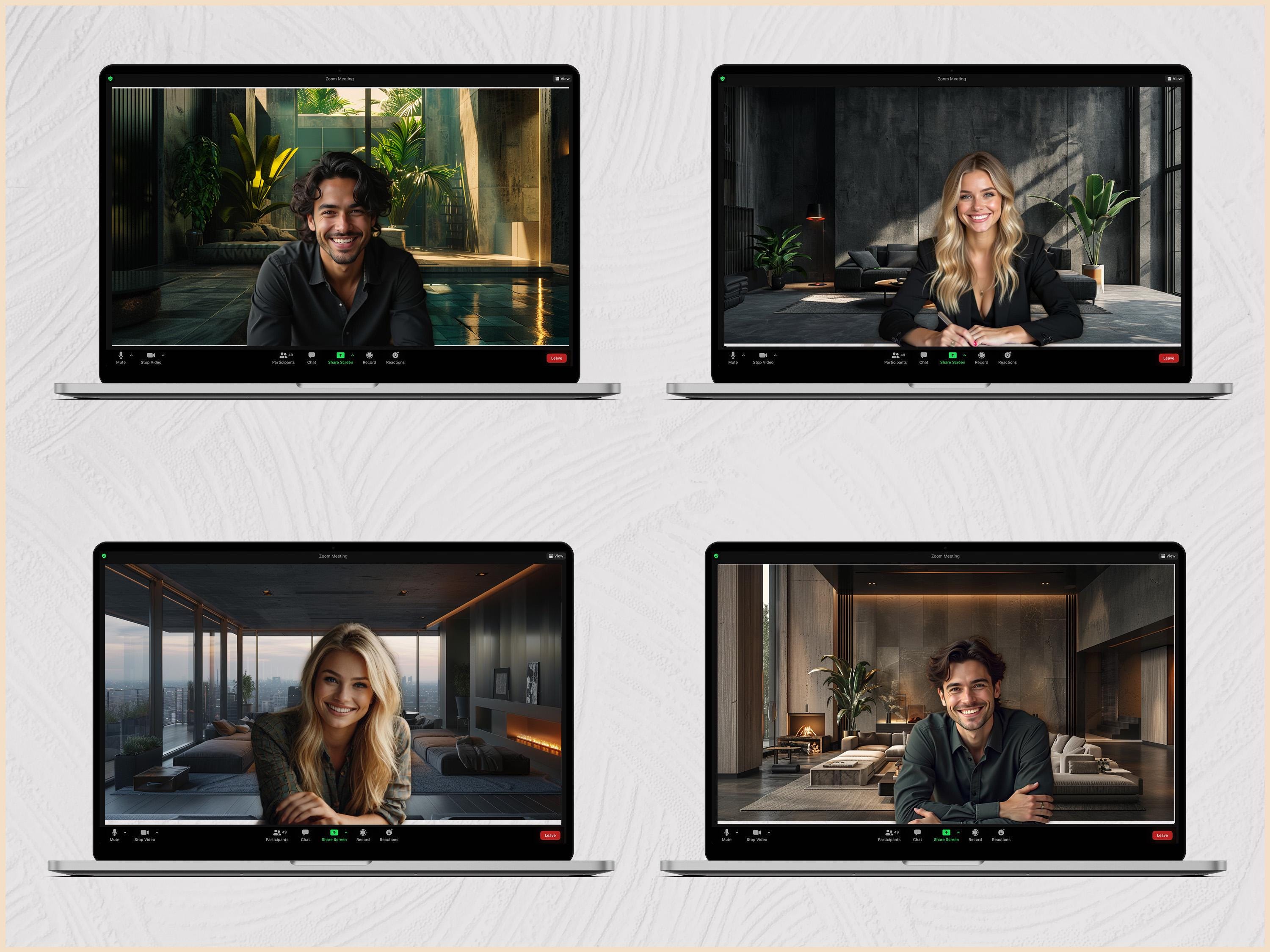 25 Minimalist Penthouse Zoom Background, 4K Virtual Background Bundle ...