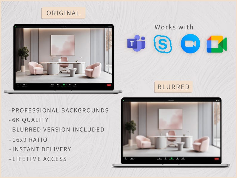 25 Minimalist Office Zoom Background Bundle, Virtual Zoom Background ...