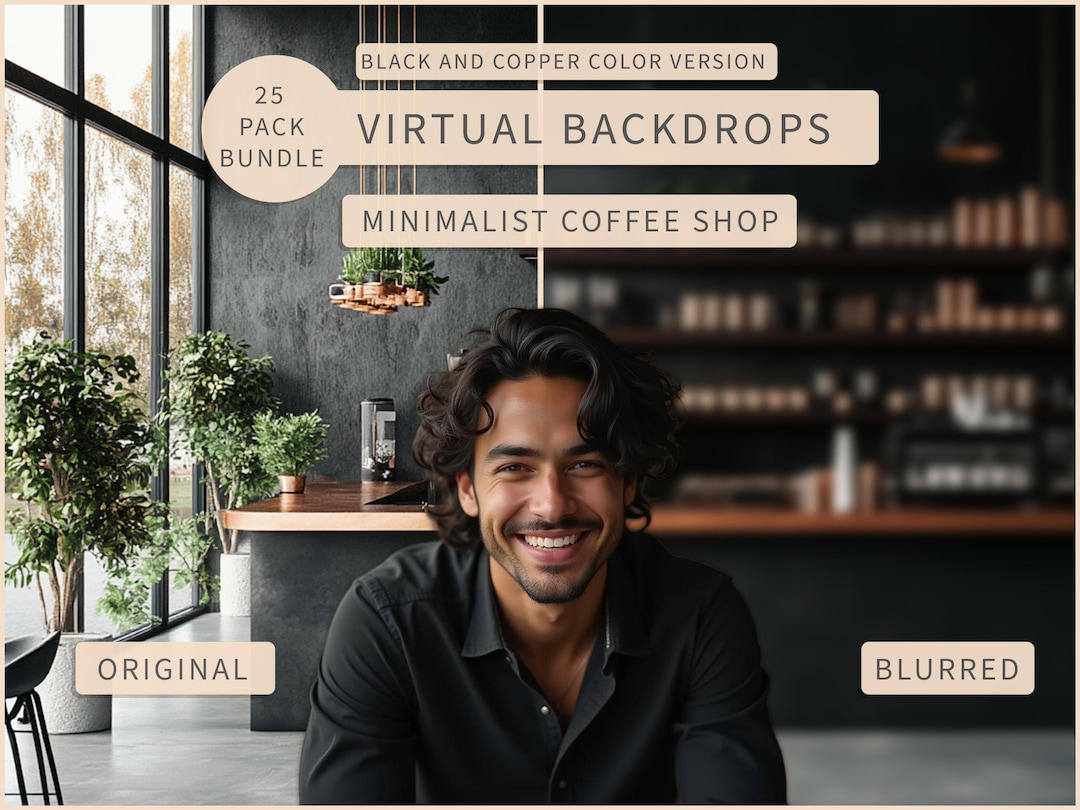 25 Minimalist Coffee Shop Zoom Background Bundle, Virtual Zoom, 4K ...