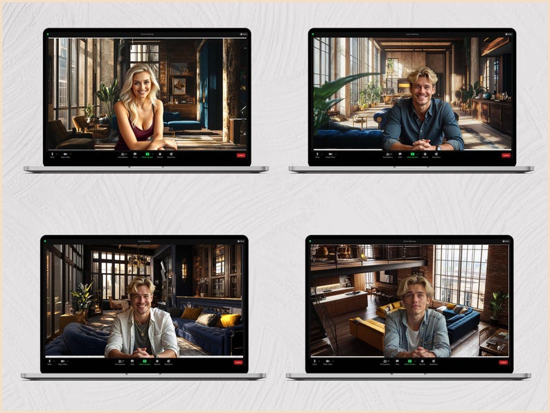 25 Loft Apartment Zoom Background Bundle, Virtual Zoom Background, 4K ...