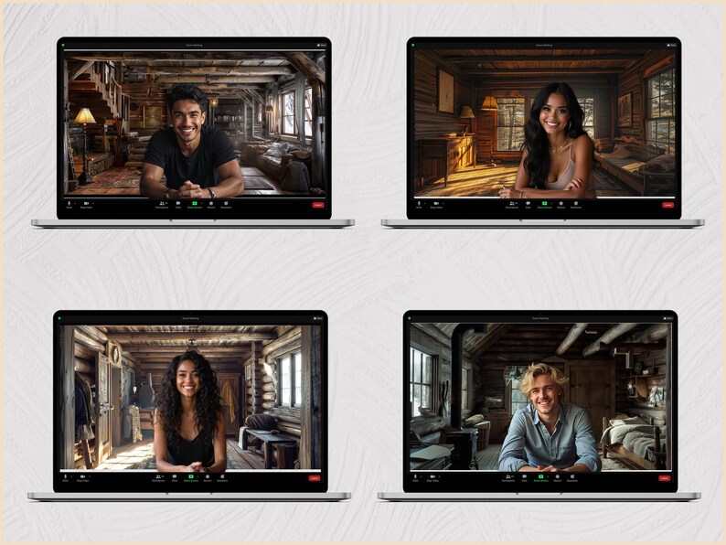 25 Rustic Cabin Zoom Background, 4K Virtual Background Bundle, Zoom ...