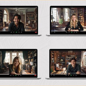 25 Vintage Study Room HQ Zoom Backgrounds, Virtual Background Bundle ...