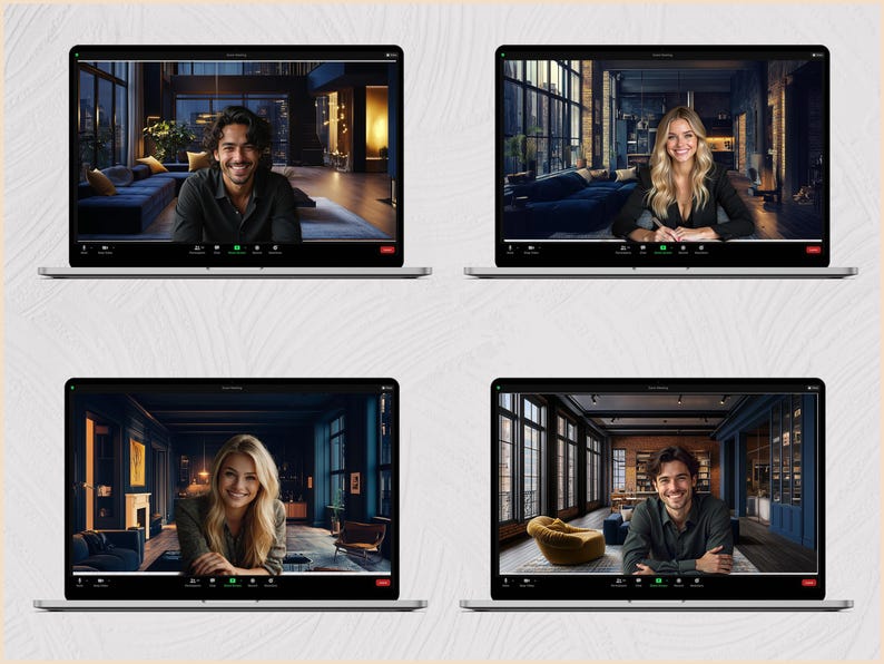 25 Loft Apartment Zoom Background, 4K Virtual Background Bundle, Zoom ...