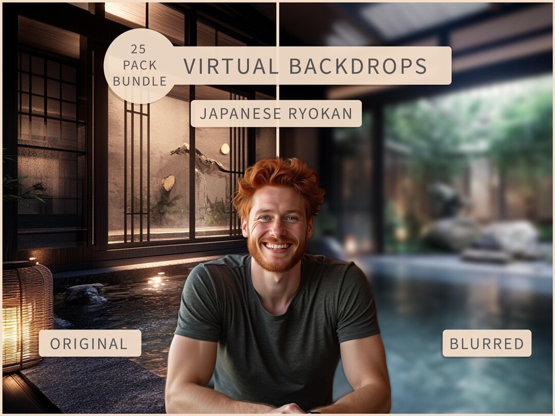 25 Japanese Ryokan Zoom Backgrounds, Virtual Background Bundle, 4K ...