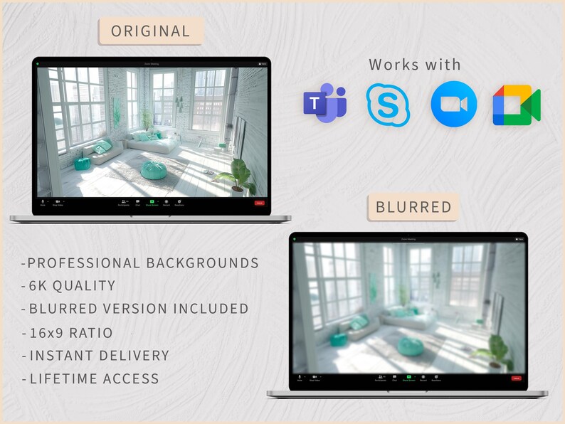 25 Loft Apartment Zoom Background Bundle, Virtual Zoom Background, 4K ...