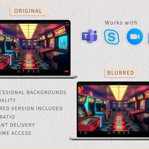 25 Retro Arcade Zoom Background, 4K Virtual Background Bundle, Zoom ...