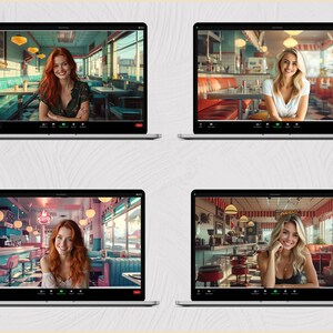 25 Retro Diner Zoom Background Bundle, Virtual Zoom Background, 4K ...