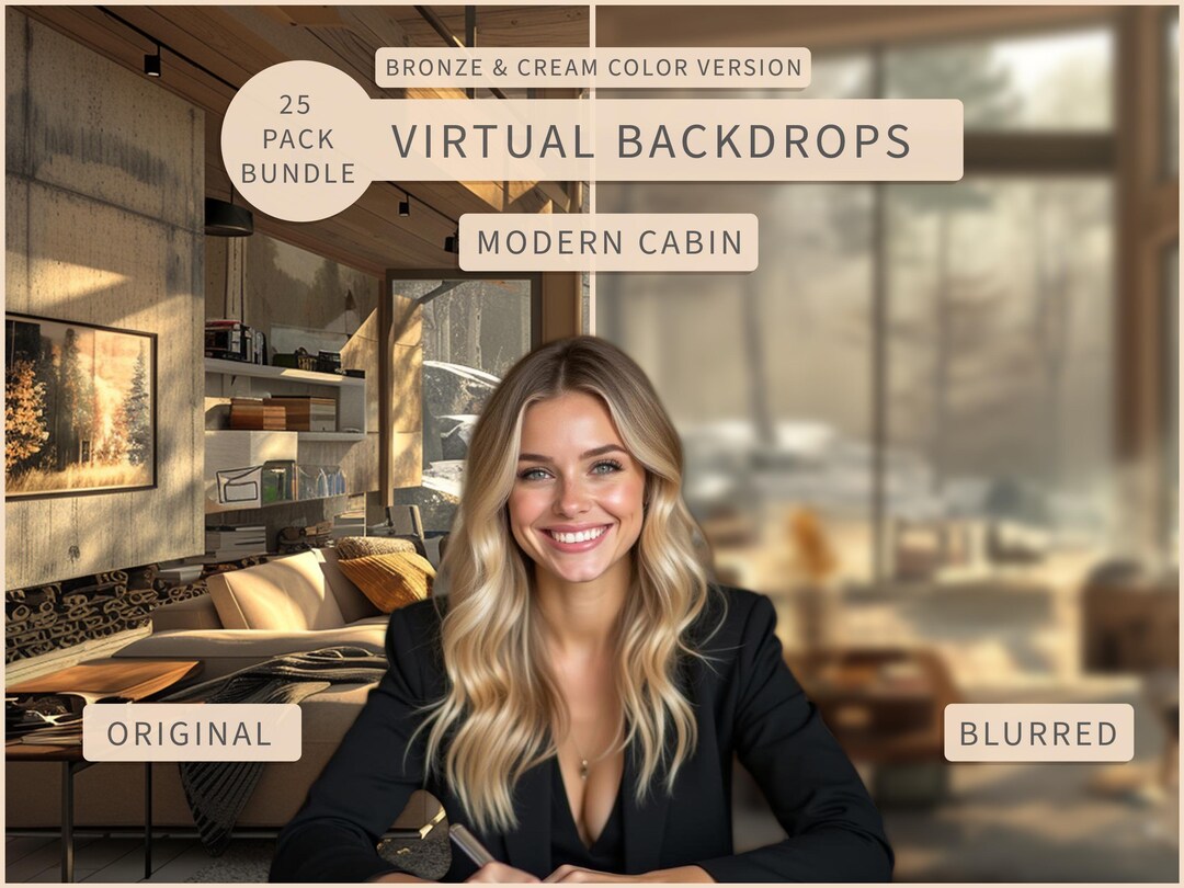 25 Modern Cabin HQ Zoom Backgrounds, Virtual Background Bundle, 4K ...