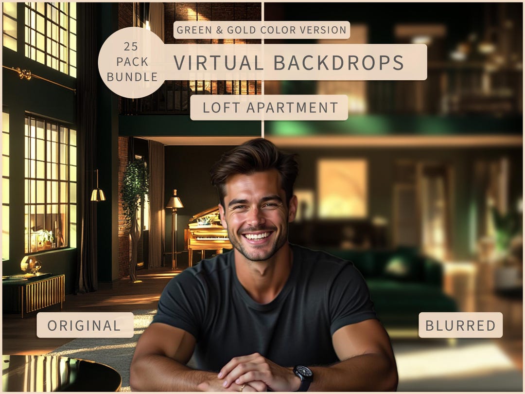 25 Loft Apartment Zoom Background, 4K Virtual Background Bundle, Zoom ...