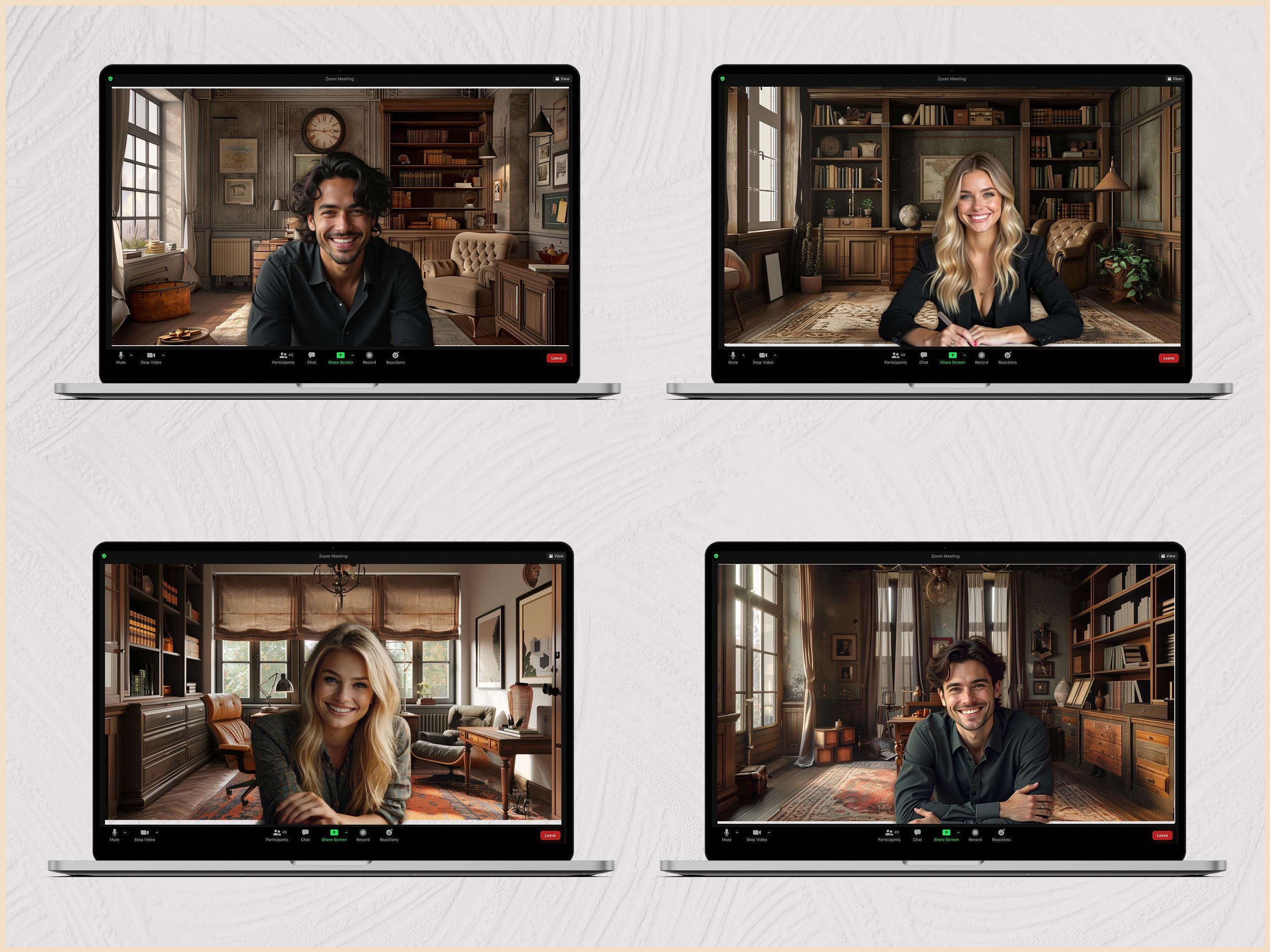 25 Vintage Study Room Zoom Background, 4K Virtual Bundle, Zoom Call ...