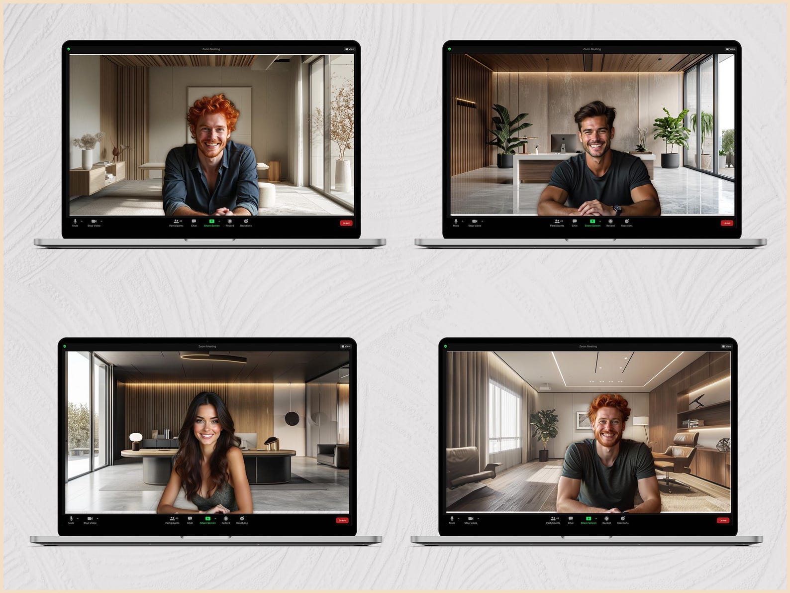 25 Minimalist Office HQ Zoom Backgrounds, Virtual Background Bundle, 4K ...