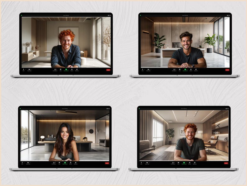 25 Minimalist Office HQ Zoom Backgrounds, Virtual Background Bundle, 4K ...