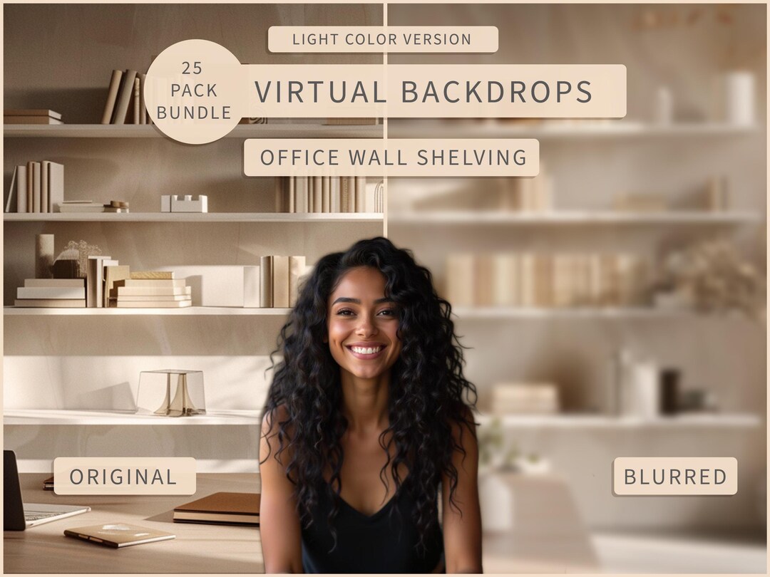25 Office Wall Shelving Zoom Background Bundle, Virtual Zoom Background ...