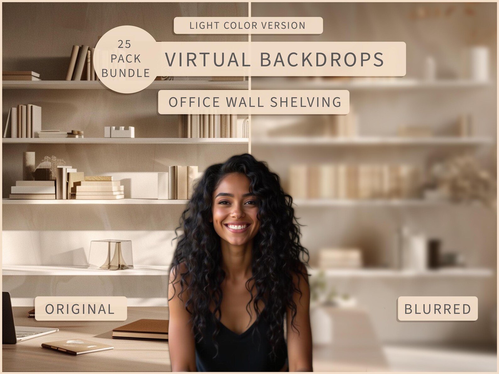 25 Office Wall Shelving Zoom Background Bundle, Virtual Zoom Background ...