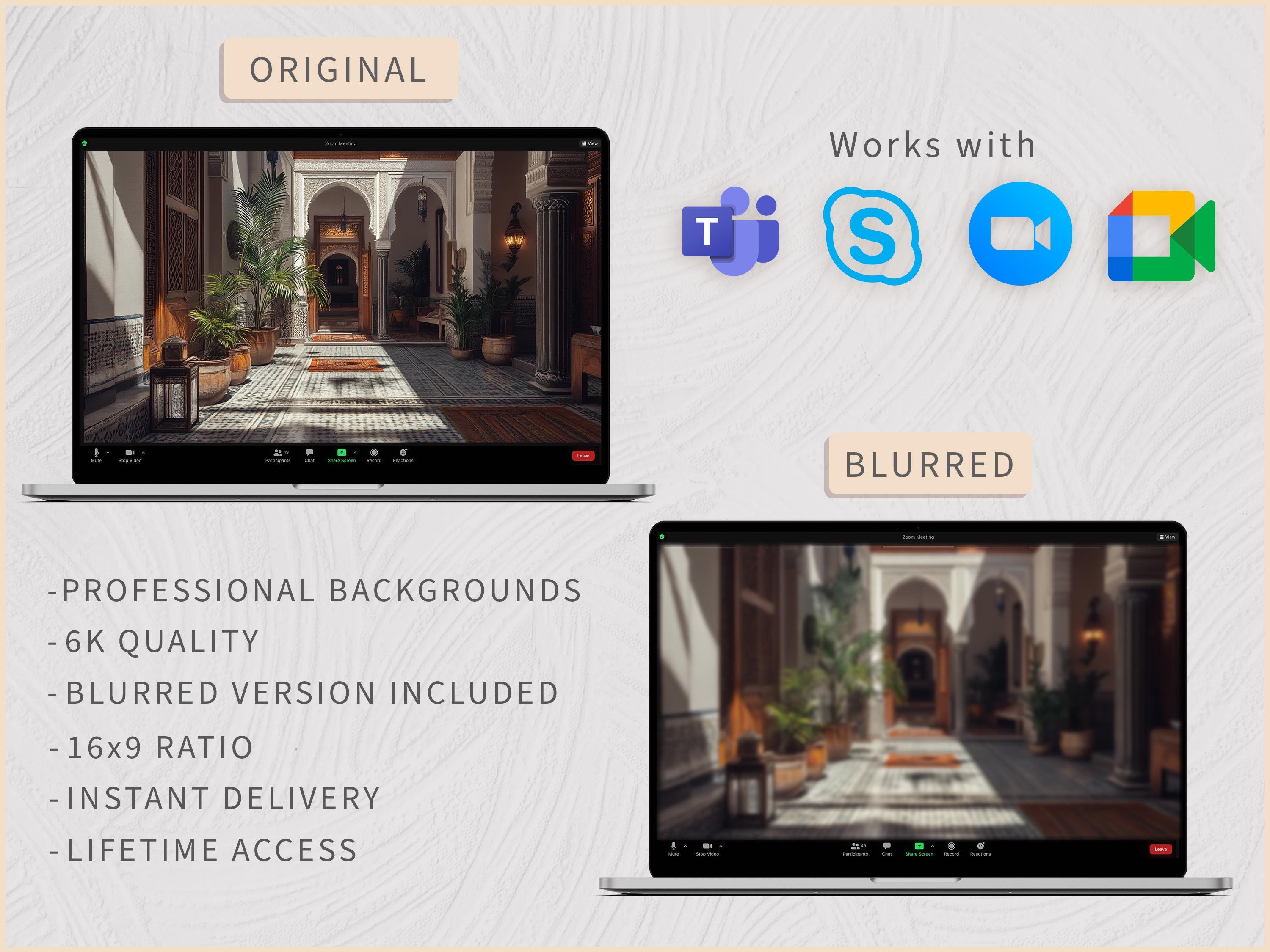 25 Moroccan Riad Zoom Background Bundle, Virtual Zoom Background, 4K ...