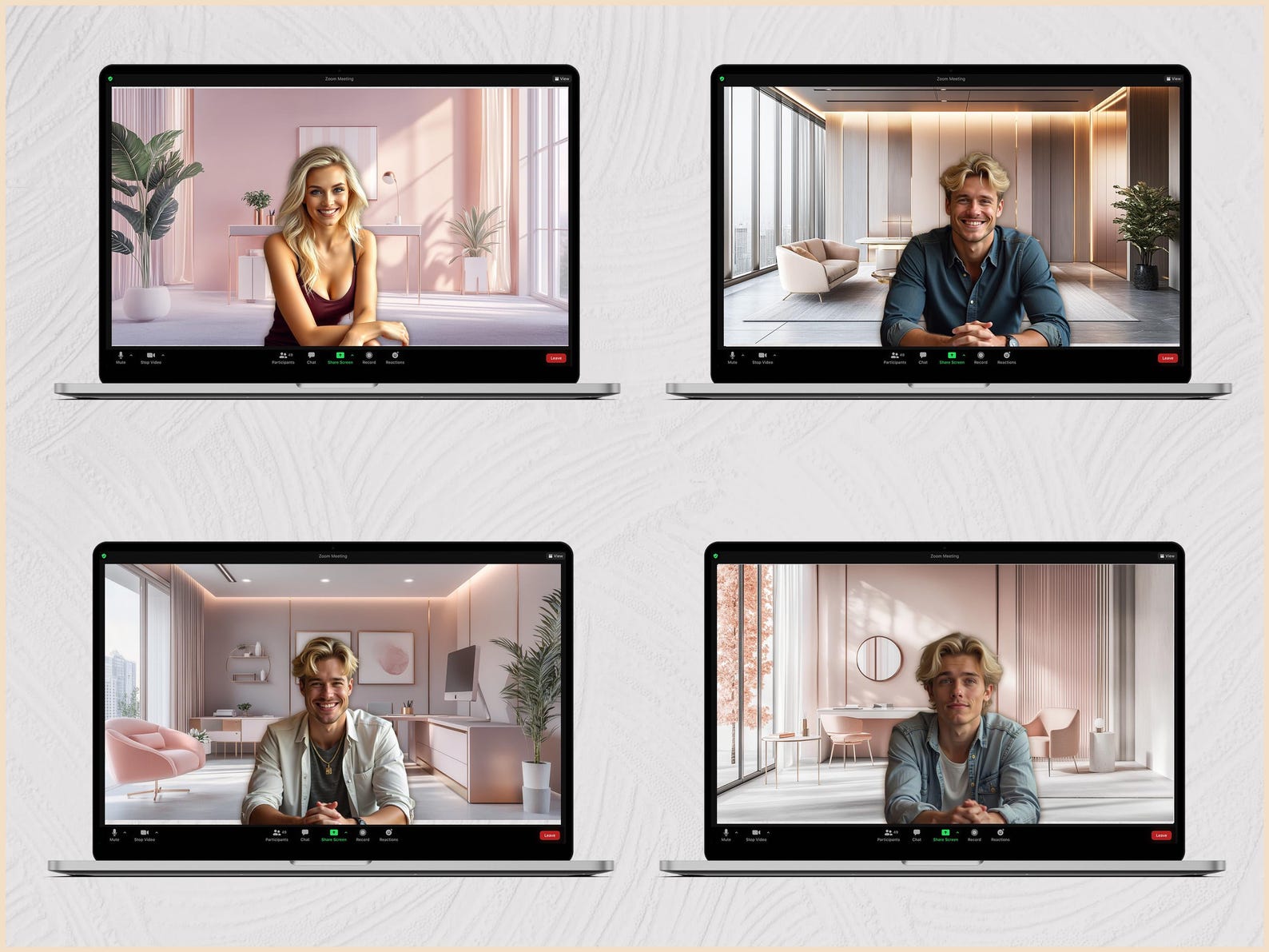 25 Minimalist Office Zoom Background Bundle, Virtual Zoom Background ...