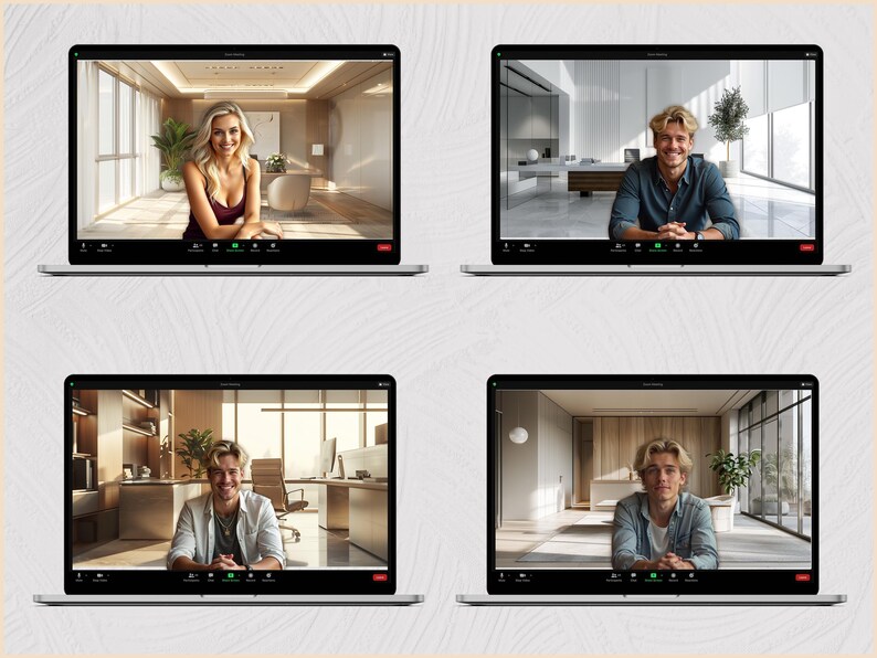 25 Minimalist Office HQ Zoom Backgrounds, Virtual Background Bundle, 4K ...