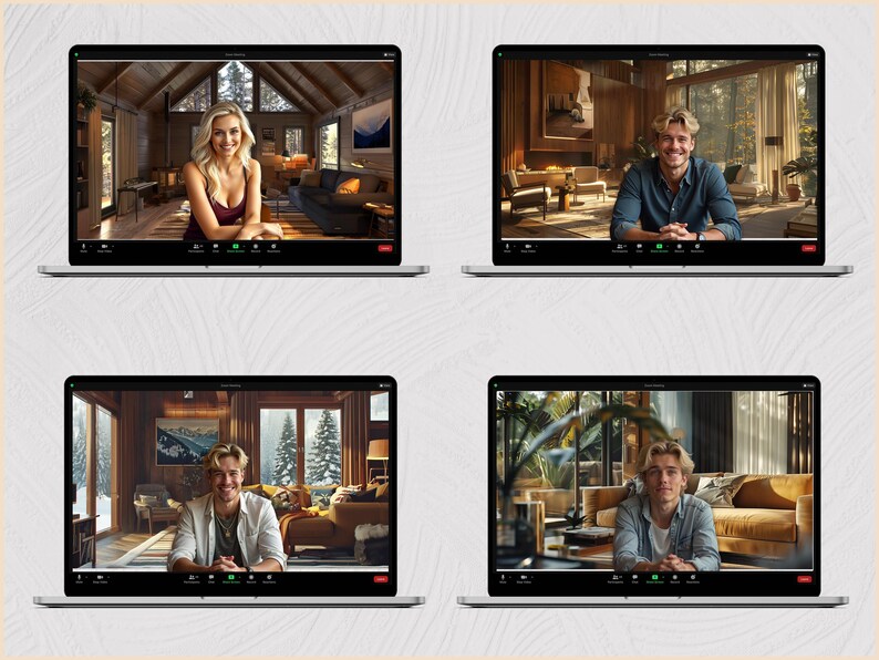 25 Modern Cabin HQ Zoom Backgrounds, Virtual Background Bundle, 4K ...