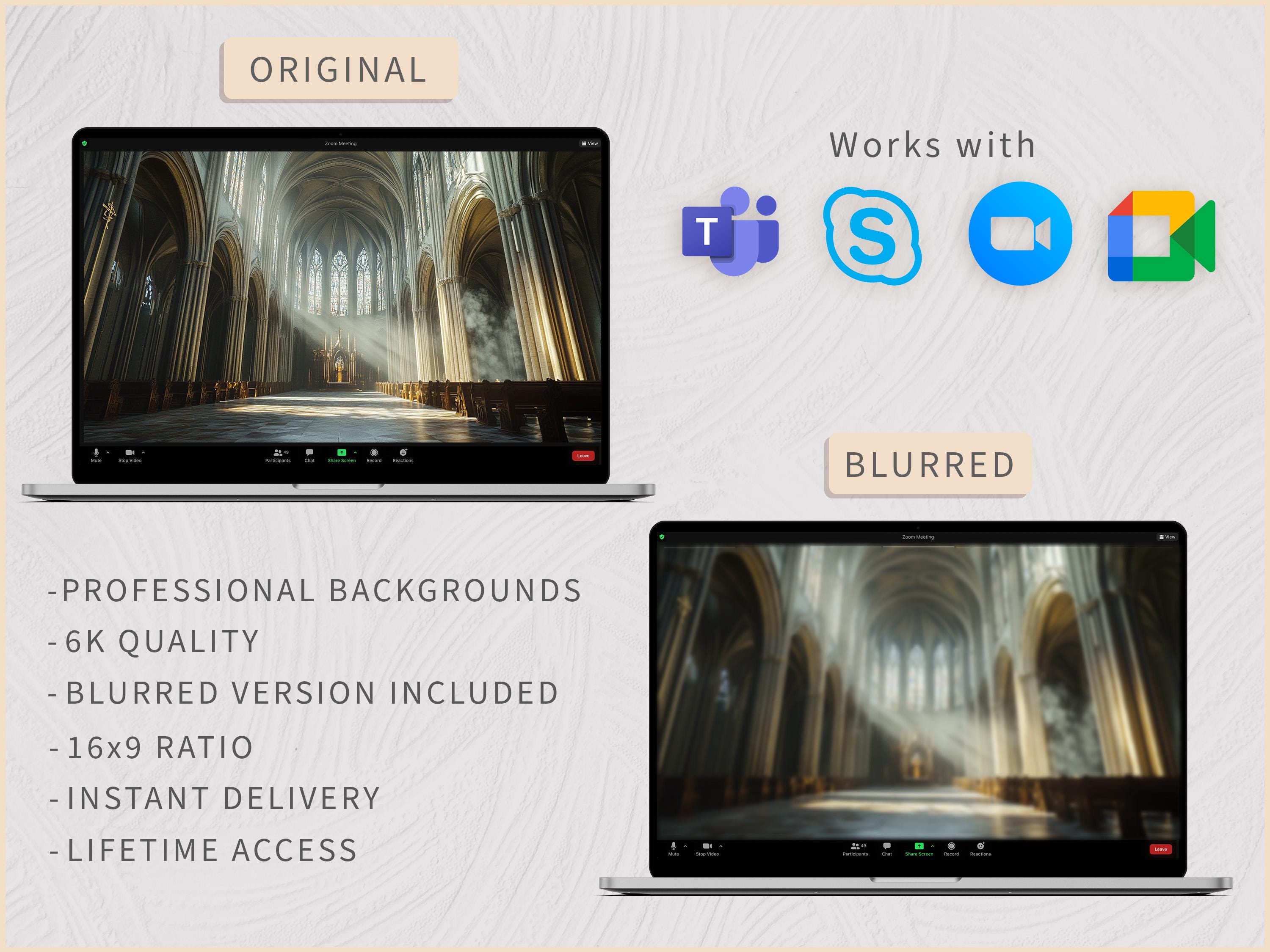 25 Gothic Cathedral Zoom Background, 4K Virtual Background Bundle, Zoom ...
