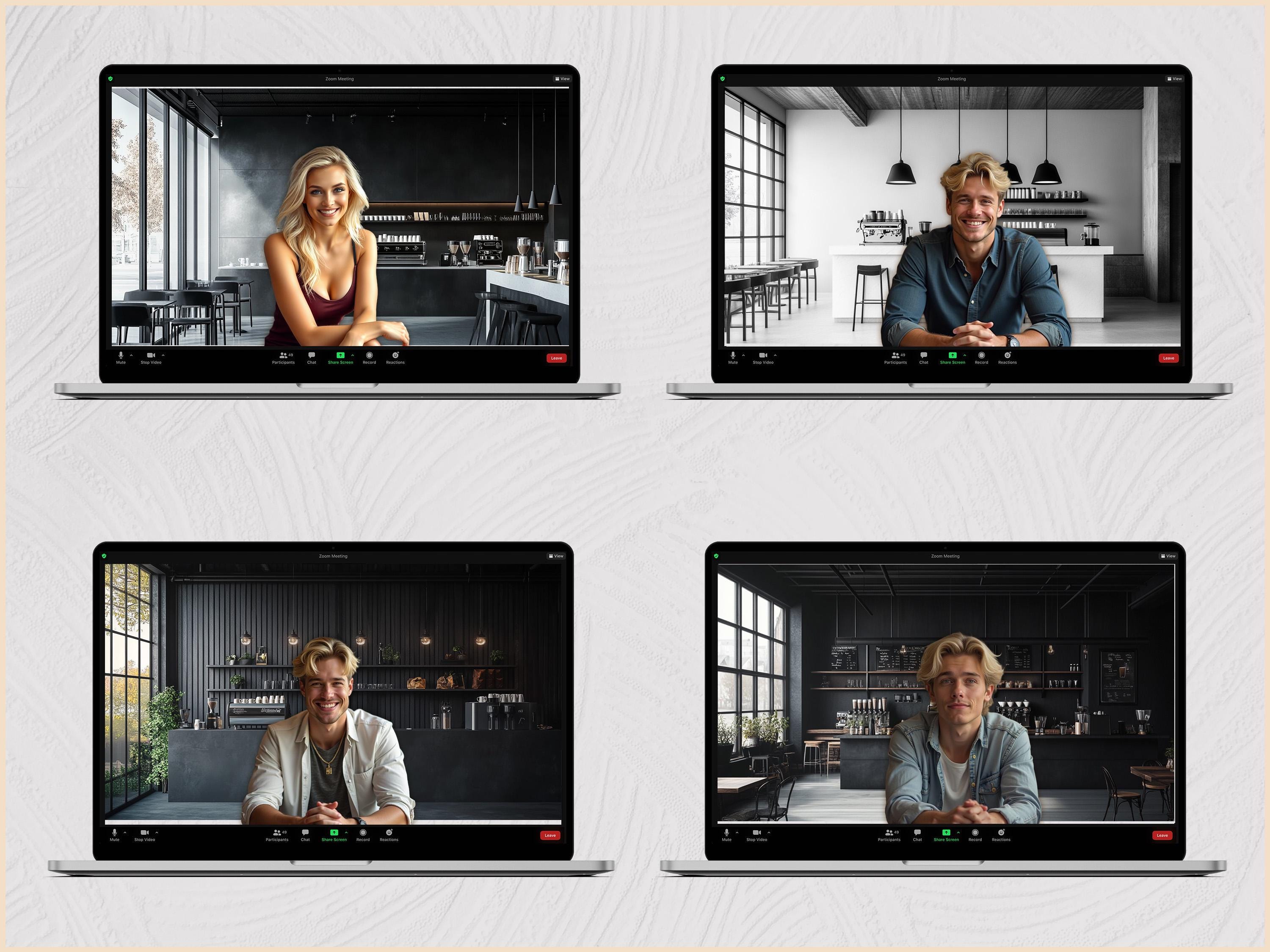 25 Minimalist Coffee Shop Zoom Background Bundle, Virtual Zoom ...