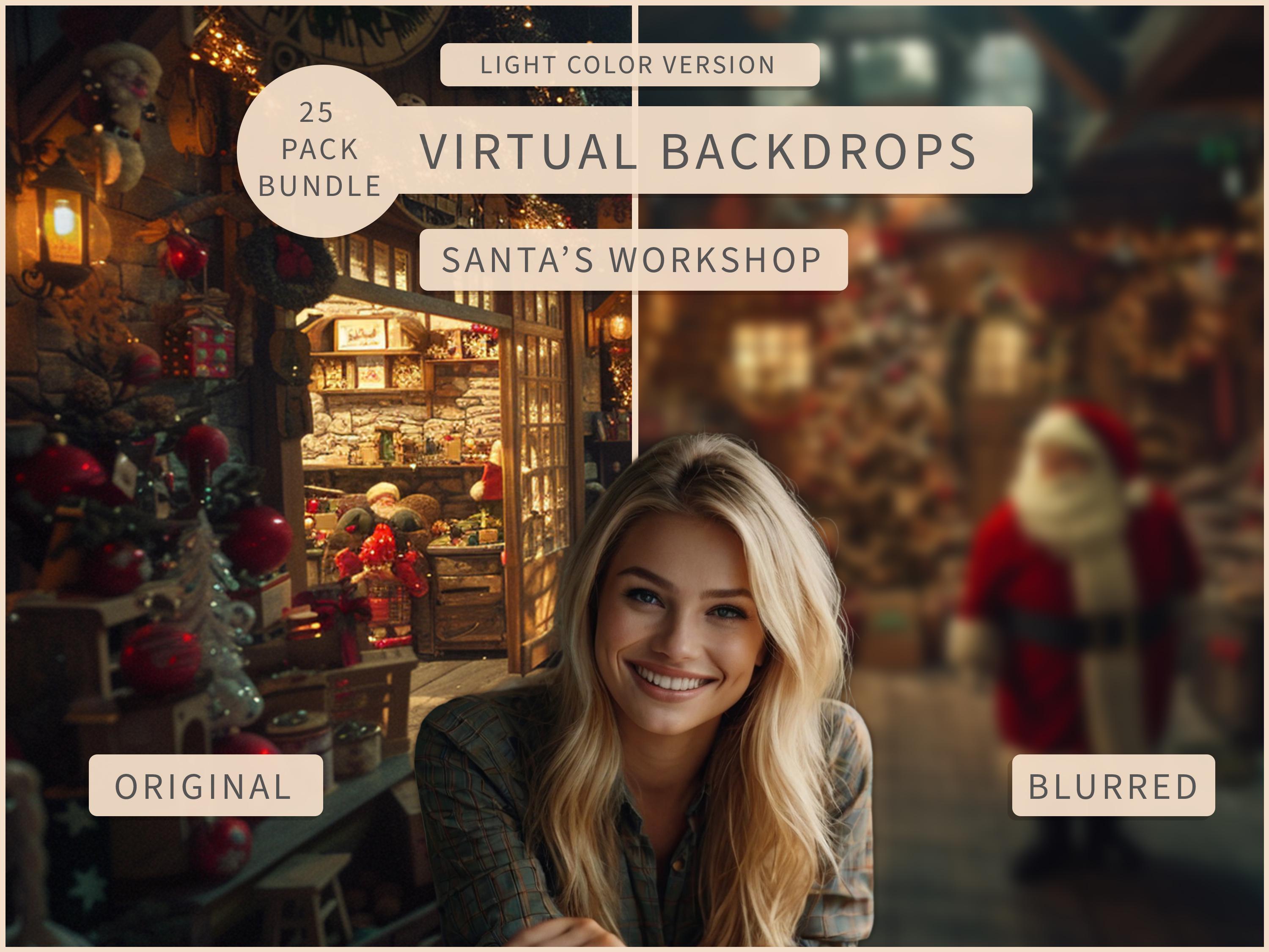 25 Santa's Workshop HQ Zoom Backgrounds, Virtual Background Bundle, 4K ...