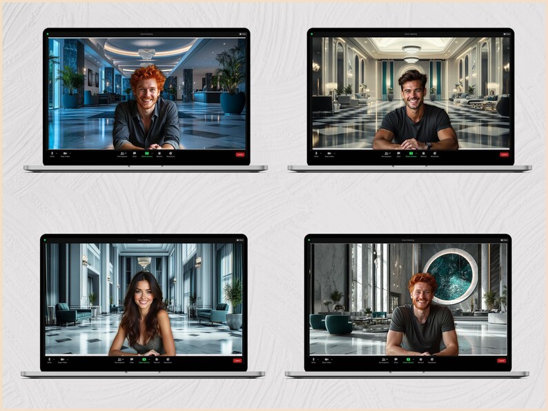 25 Luxury Hotel Lobby Zoom Background, 4K Virtual Background Bundle ...