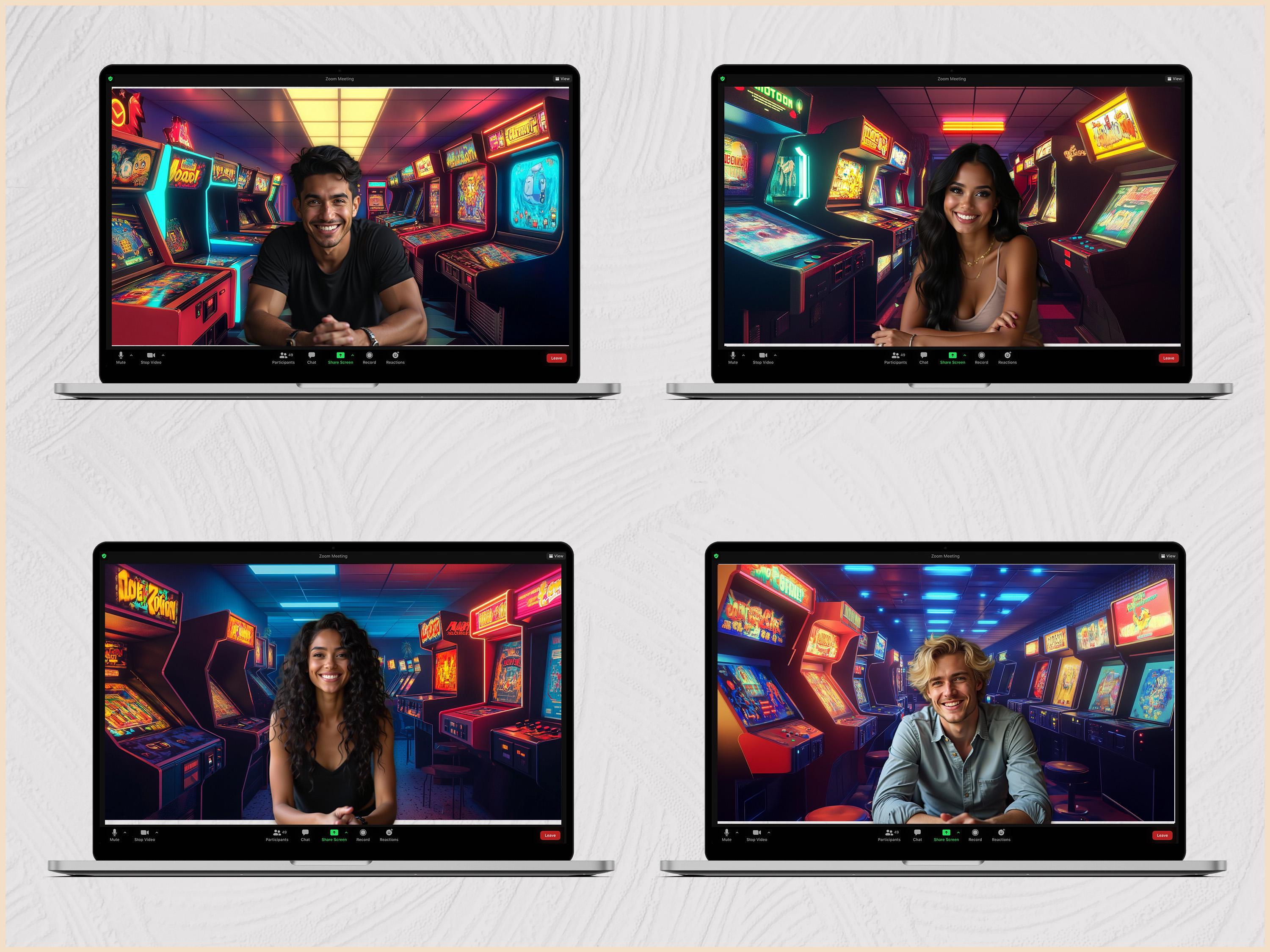 25 Retro Arcade Zoom Background, 4K Virtual Background Bundle, Zoom ...