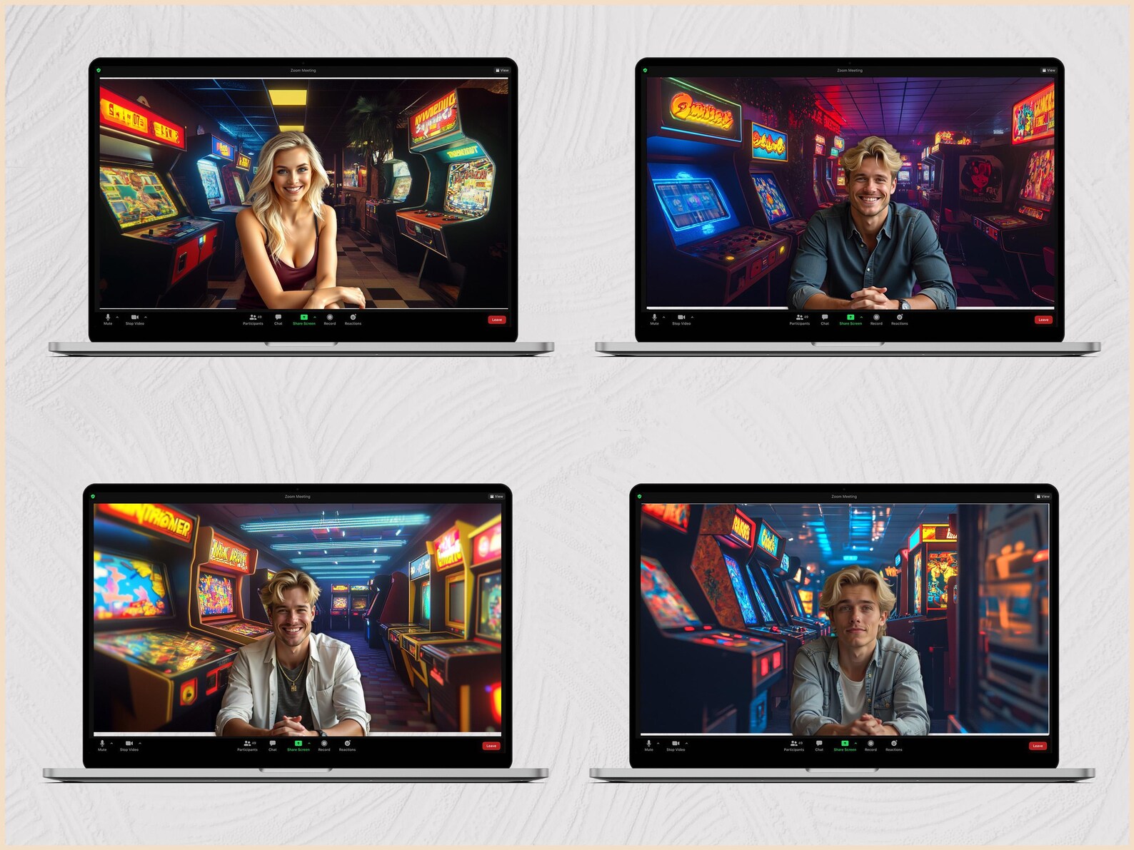 25 Retro Arcade Zoom Background, 4K Virtual Background Bundle, Zoom ...