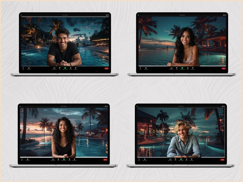 25 Beach Resort HQ Zoom Backgrounds, Virtual Background Bundle, 4K ...