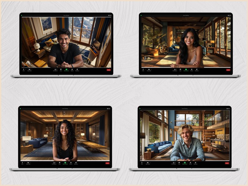 25 Modern Cabin Zoom Background Bundle, Virtual Zoom Background, 4K ...