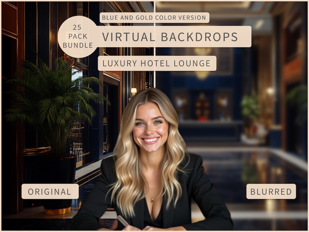 25 Luxury Hotel Lobby Zoom Background Bundle, Virtual Zoom Background ...