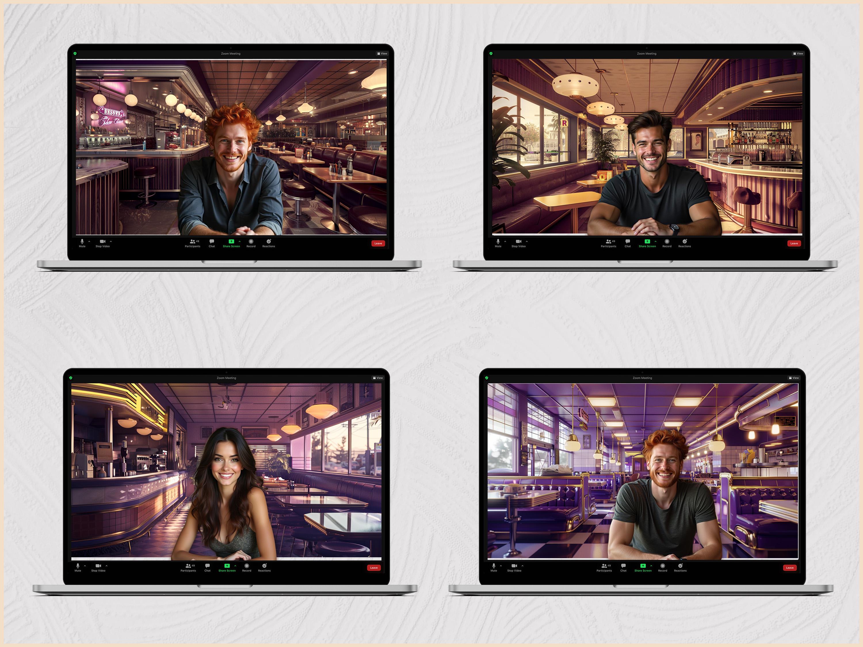 25 Retro Diner Zoom Background, 4K Virtual Background Bundle, Zoom Call ...