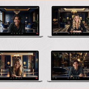 25 Luxury Hotel Lobby Zoom Background Bundle, Virtual Zoom Background ...