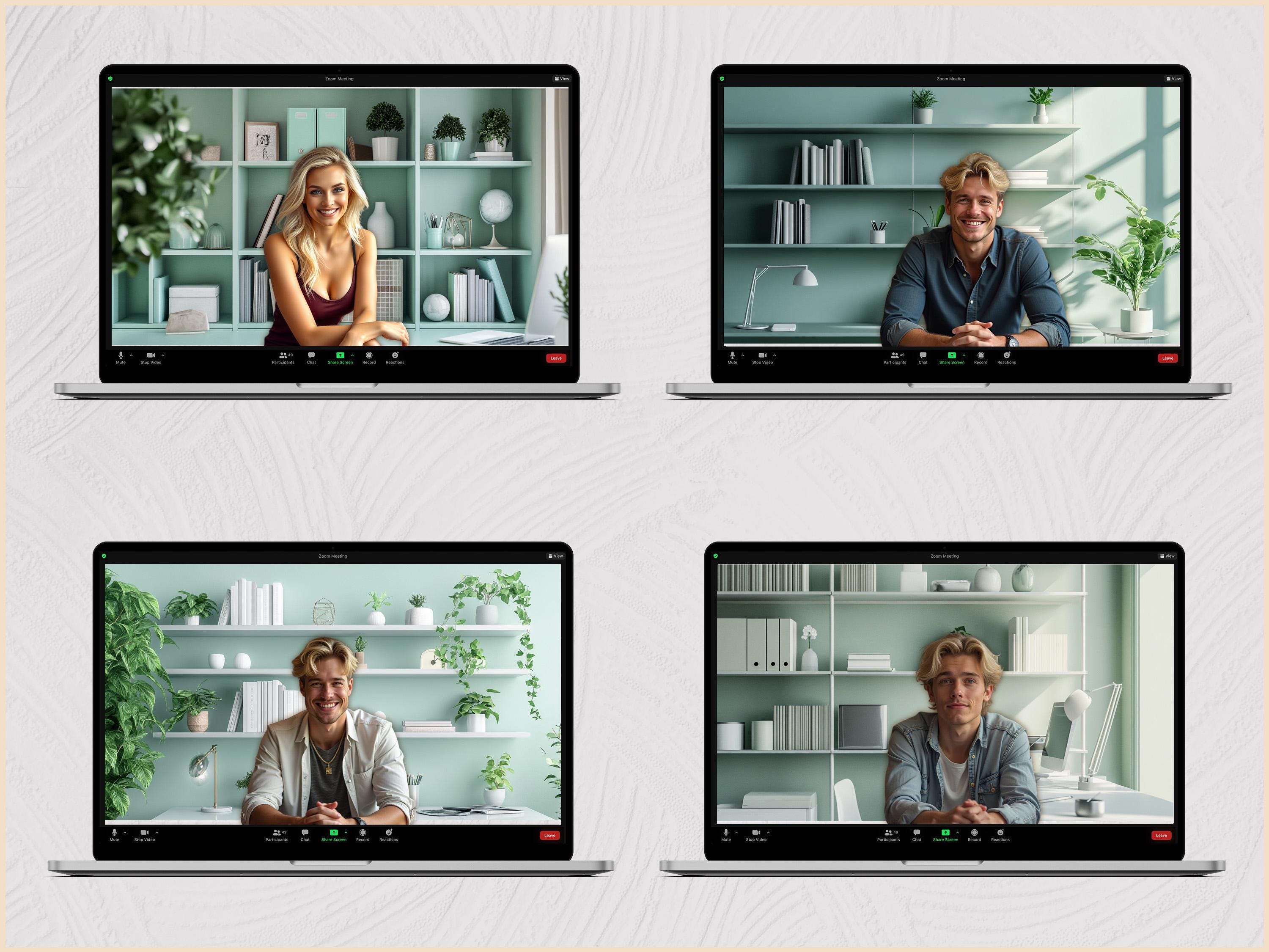 25 Home Office Wall Shelving Zoom Background Bundle, Virtual Zoom ...