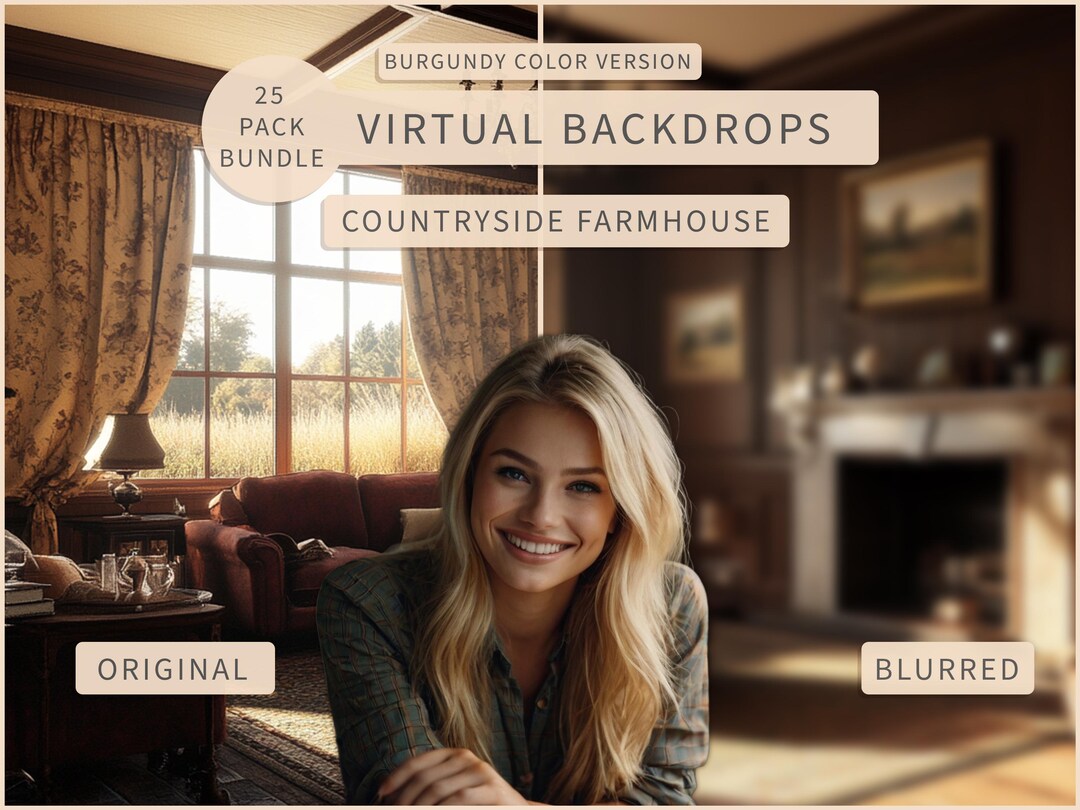 25 Countryside Farmhouse Zoom Background Bundle, Virtual Zoom ...