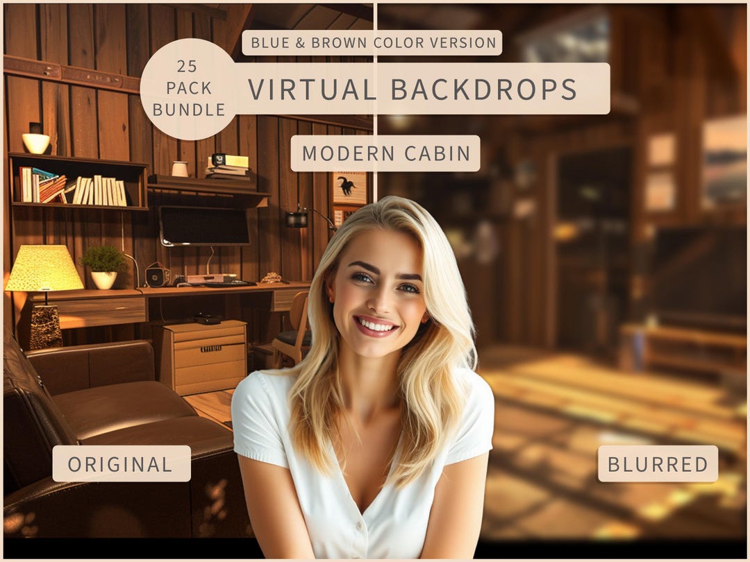 25 Modern Cabin Zoom Background Bundle, Virtual Zoom Background, 4K ...