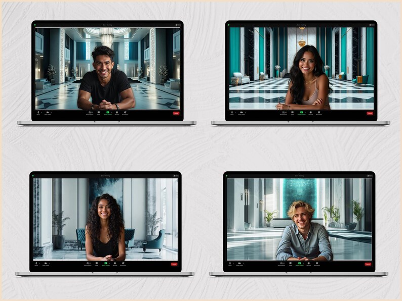 25 Luxury Hotel Lobby Zoom Background, 4K Virtual Background Bundle ...