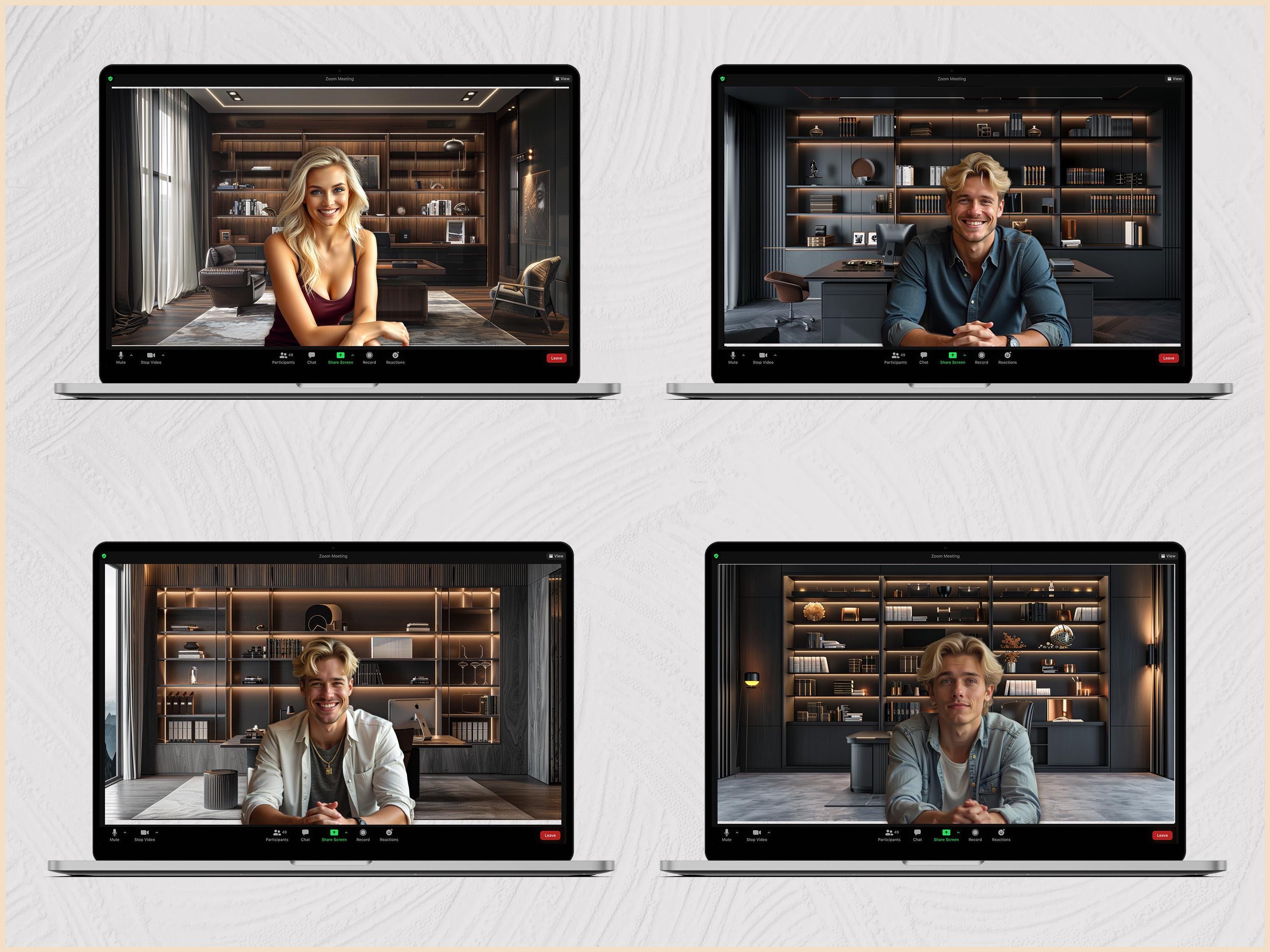 25 Office Wall Shelving Zoom Background Bundle, Virtual Zoom Background ...