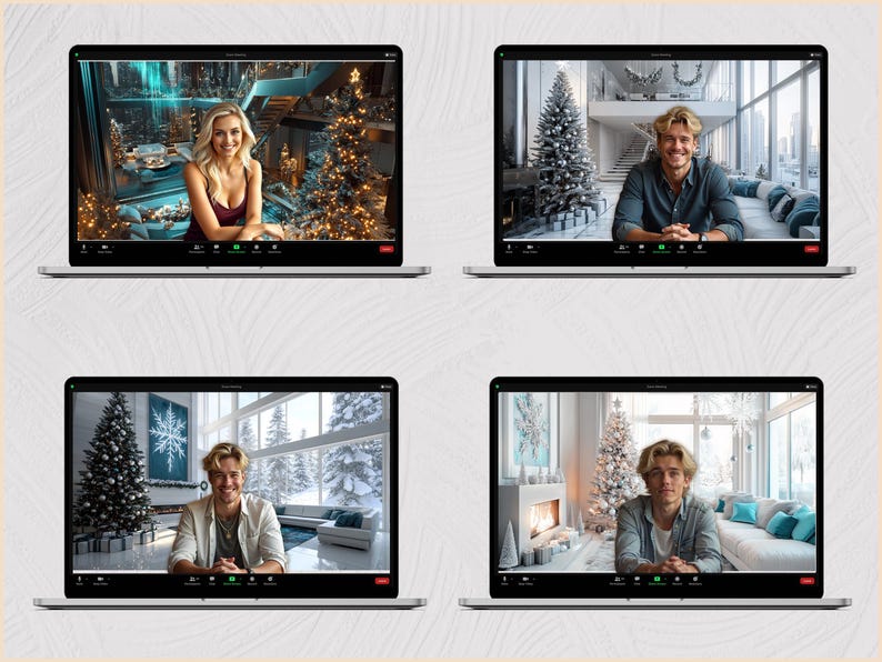 25 Christmas Penthouse Zoom Background, 4K Virtual Background Bundle ...