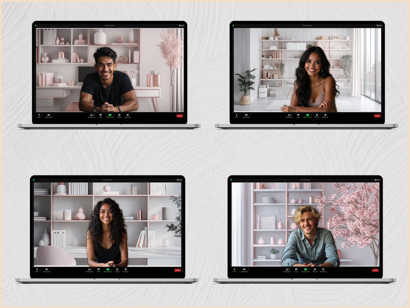 25 Home Office Wall Shelving Zoom Background Bundle, Virtual Zoom ...