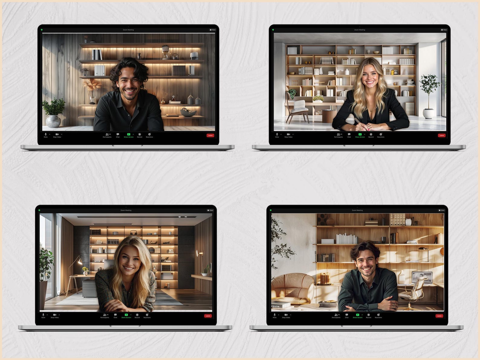 25 Office Wall Shelving Zoom Background Bundle, Virtual Zoom Background ...