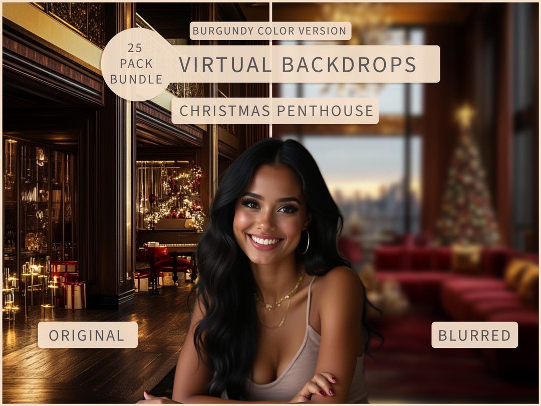 25 Christmas Penthouse Zoom Background Bundle, Virtual Zoom Background ...