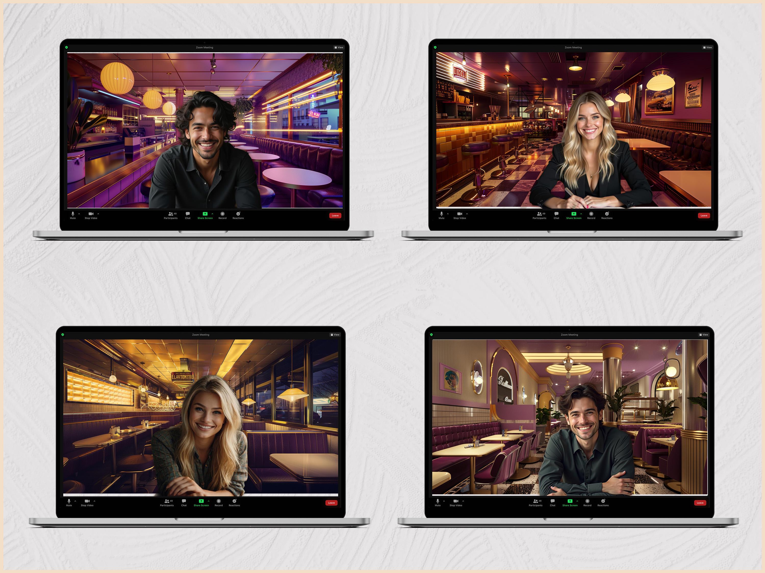 25 Retro Diner Zoom Background, 4K Virtual Background Bundle, Zoom Call ...